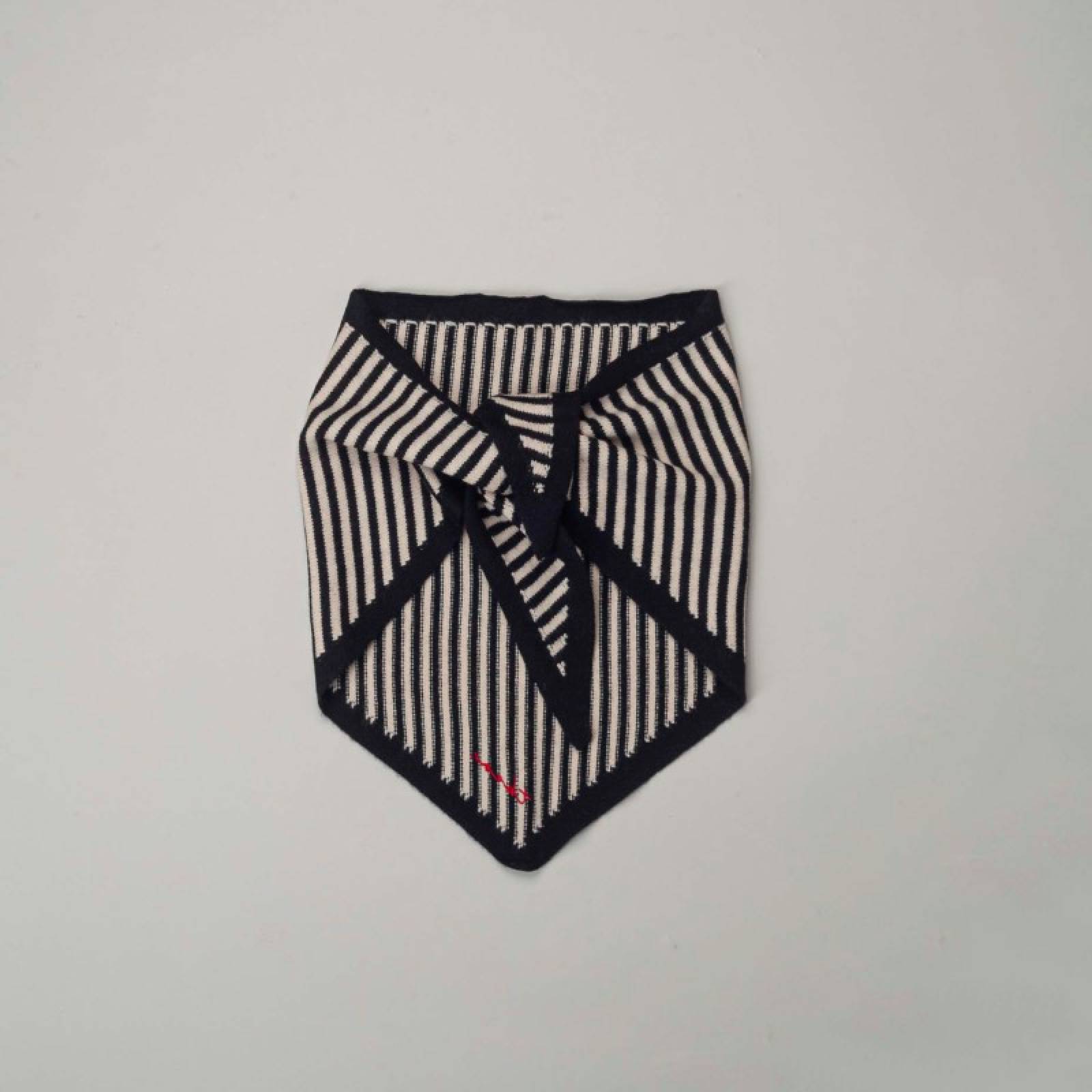 Merino Wool Triangle Scarf in Black Stripe