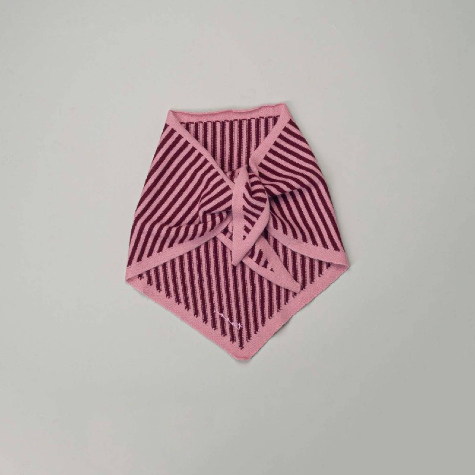 Merino Wool Triangle Scarf in Pink Stripe