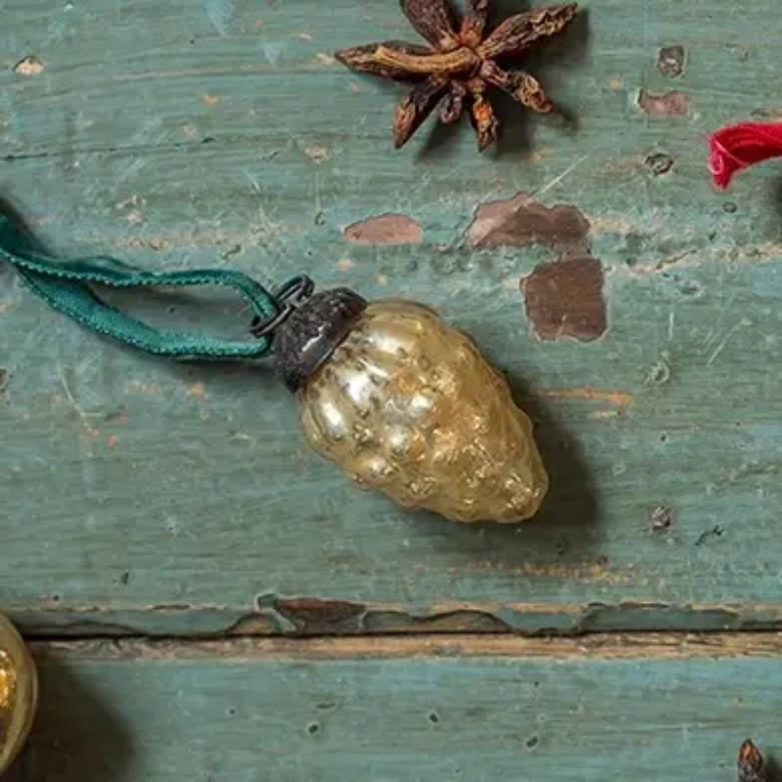 Glass Mini Gold Grapes Christmas Bauble Decoration