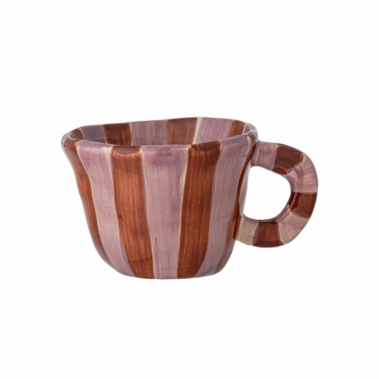 Hand-painted Stoneware Cup In Striped Rose