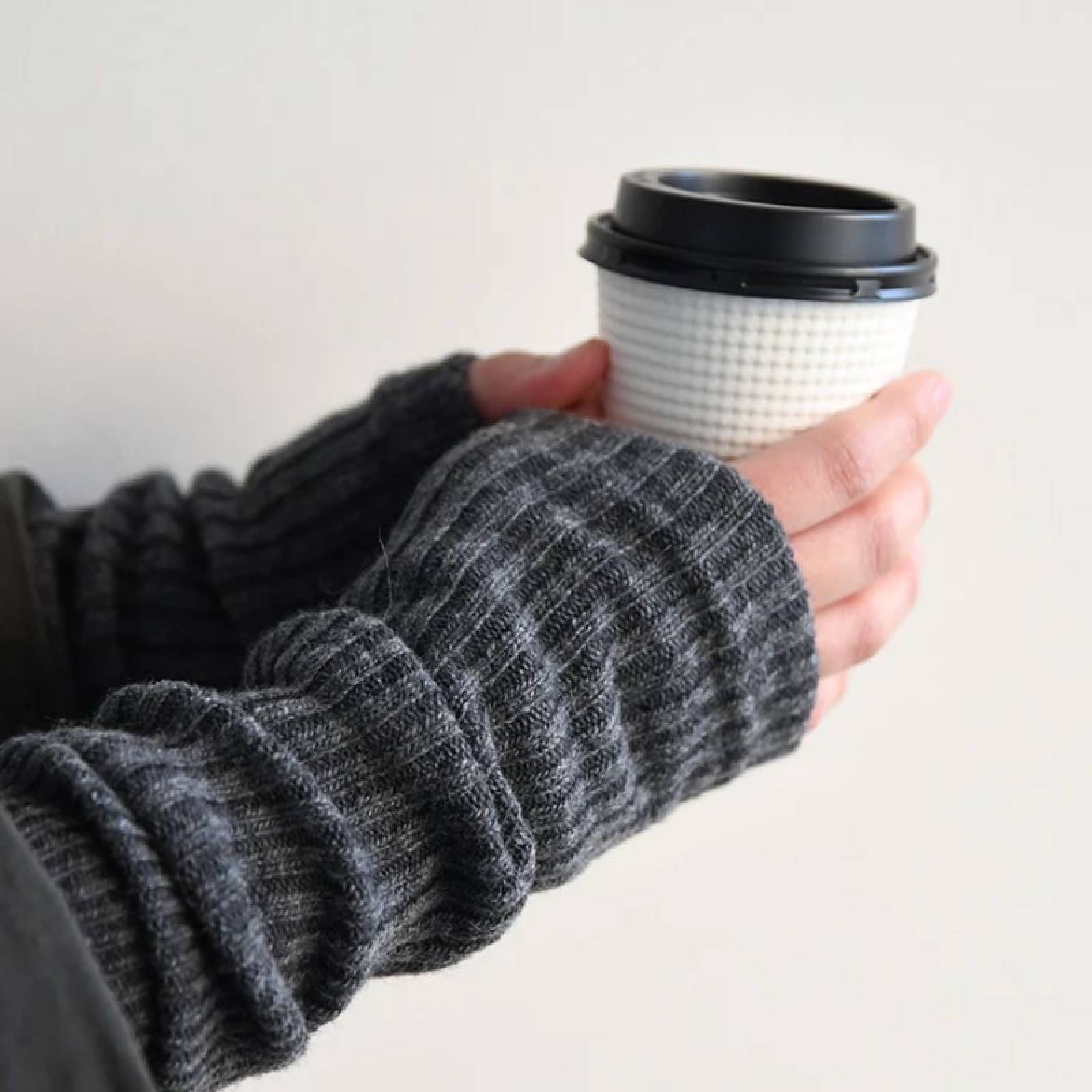 Japanese Alpaca Wool Arm & Leg Warmers In Charcoal Grey