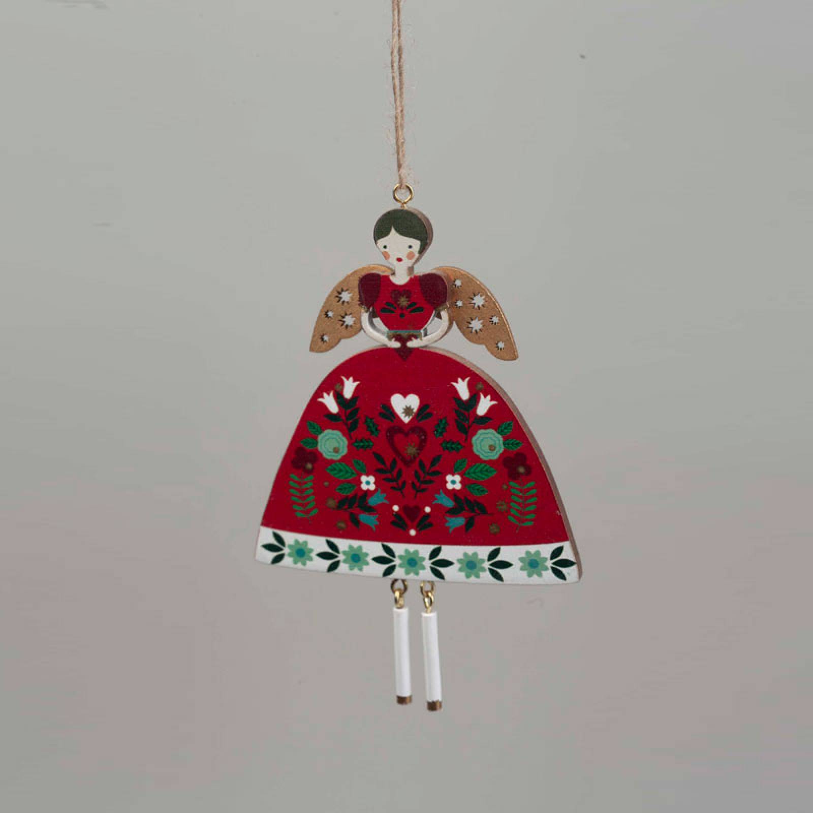 Wooden Alpine Angel With Dangling Legs Christmas Decoration