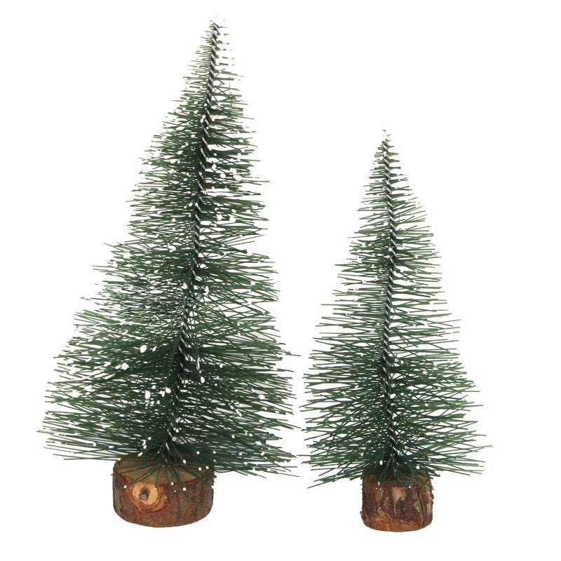 Set Of 2 Mini Frosted Pine Tree Decorations