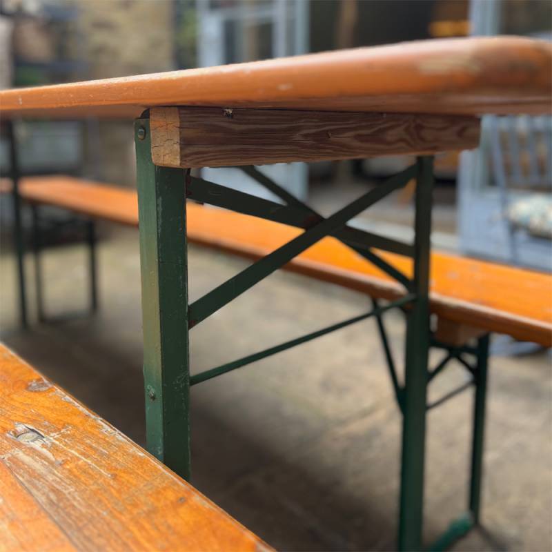 Vintage German Picnic Folding Table and Benches